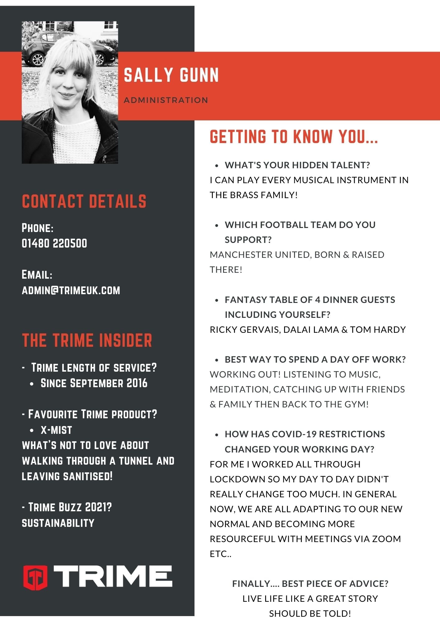 Trime UK Launch New Series of Getting to Know - SALLY GUNN